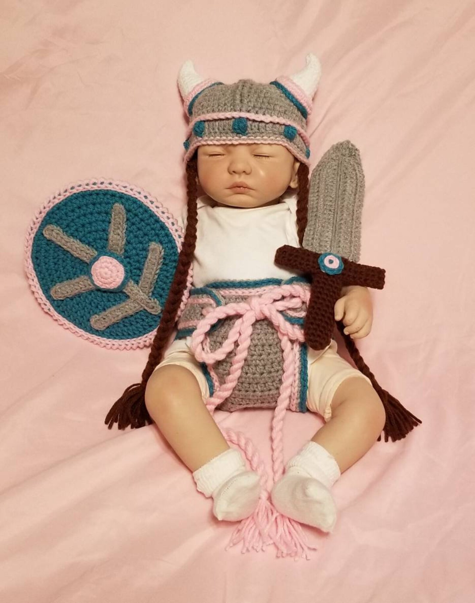 Crochet Baby Shield Maiden Viking Diaper Cover & Hat Shield | Etsy