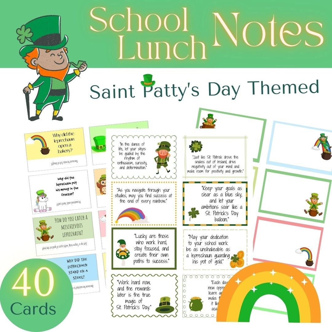 Elementary Saint Patty's Day Jokes - Saint Patrick's Day Lunch Notes ...