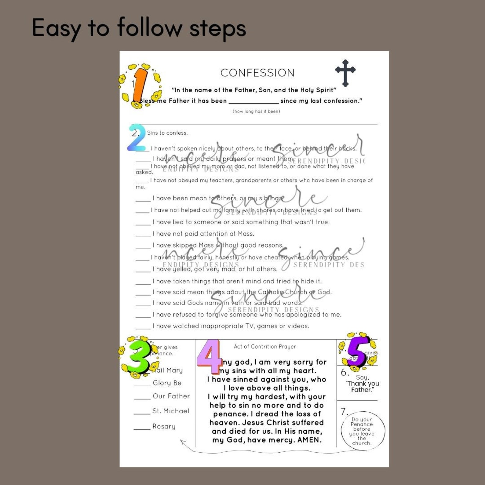 Confession Sheet for Children - Etsy