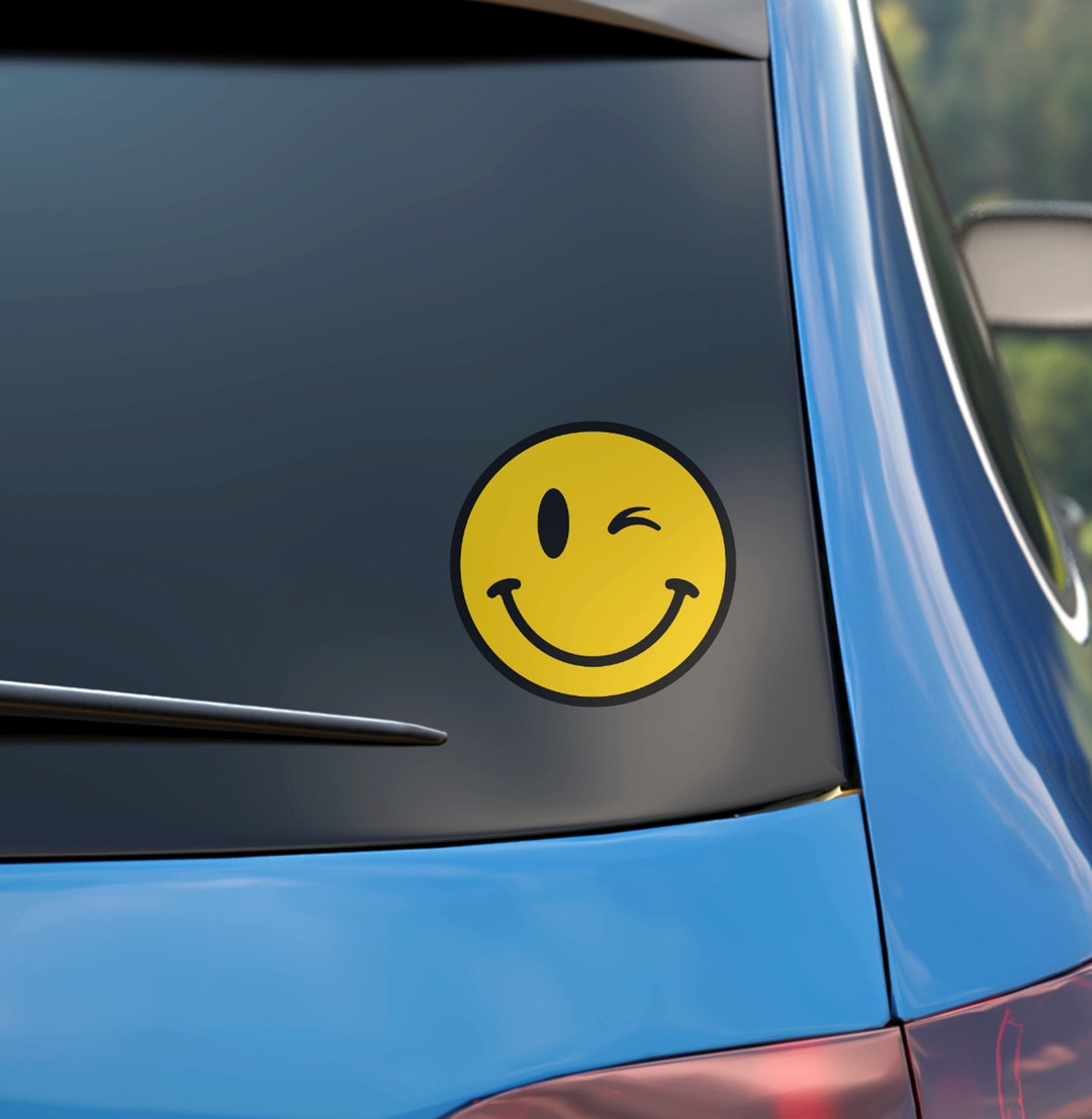 WINKY SMILEY FACE - Transfer Sticker for Water Bottles, Tumblers ...