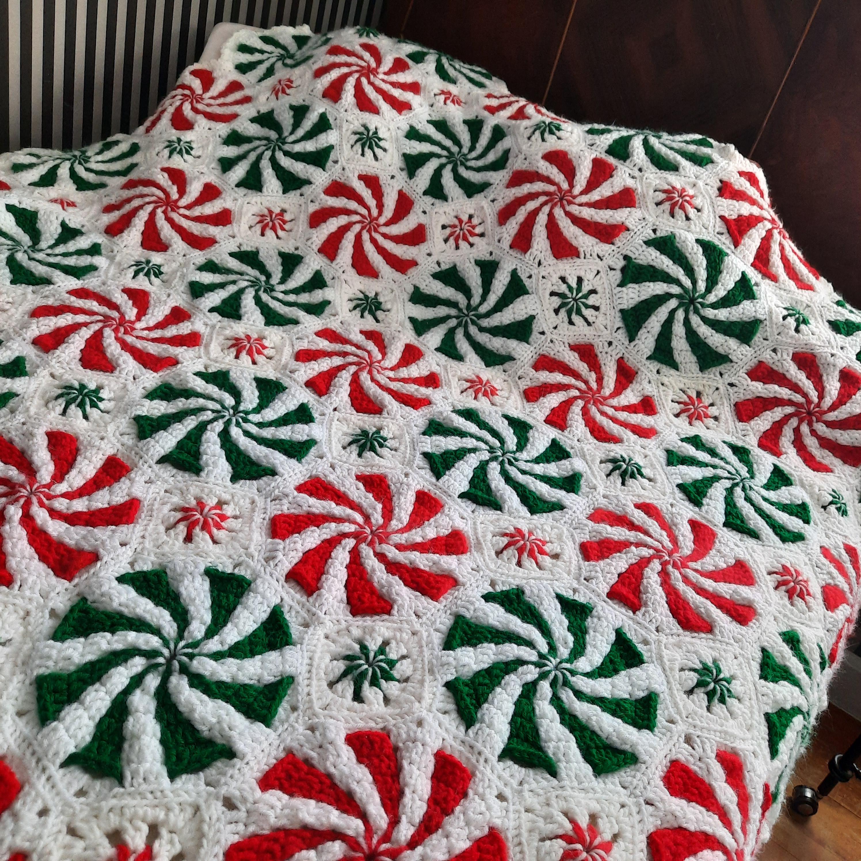 Peppermint Christmas Candy Afghan - Full Sized - Etsy