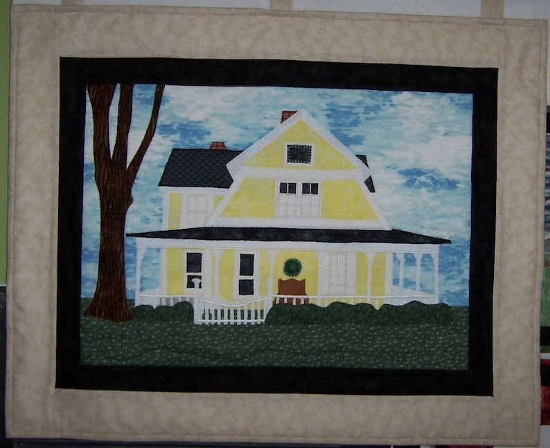 CUSTOM Home Portrait Fabric Applique Quilted Wall Hanging of | Etsy