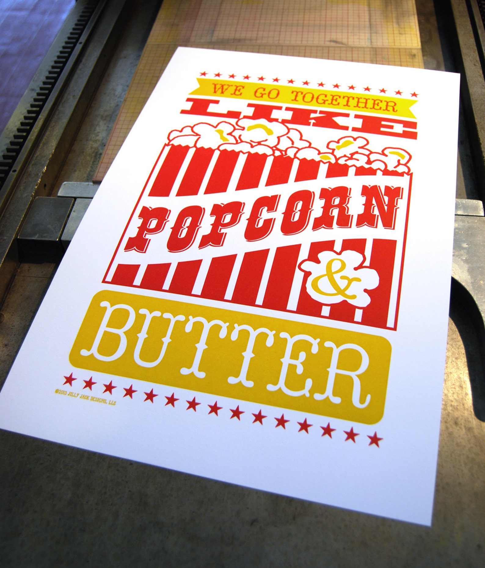 Home Decor Wall Art Family Room Art Hand-printed Popcorn - Etsy