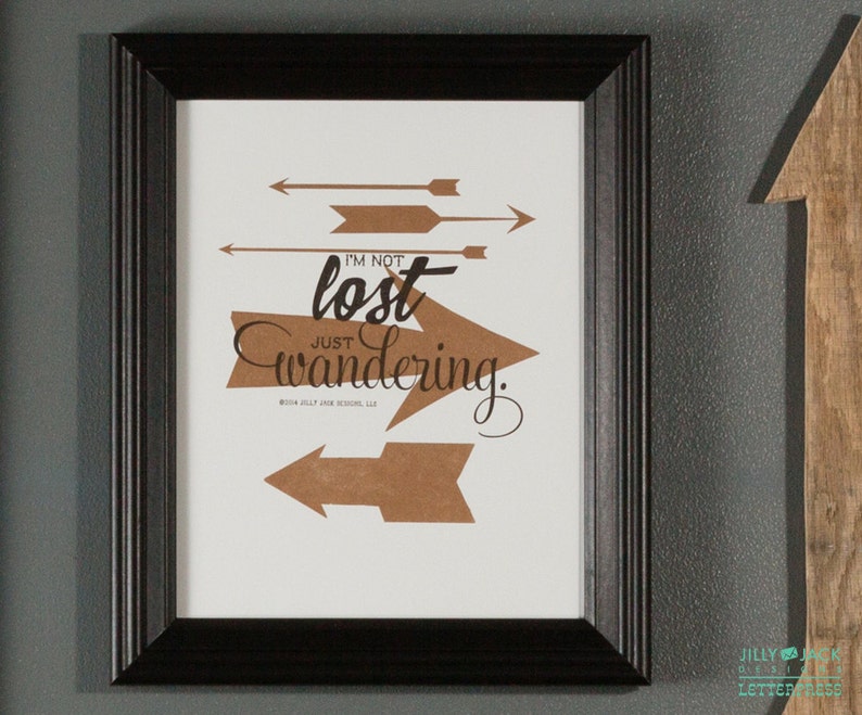 Travel Art, Wall Decor, Wall Art, Arrow Art Print, Just Wandering Arrow ...