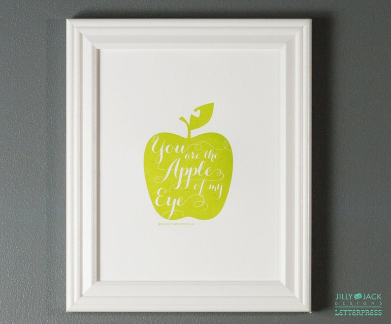 Apple of My Eye Letterpress Art Print | Etsy