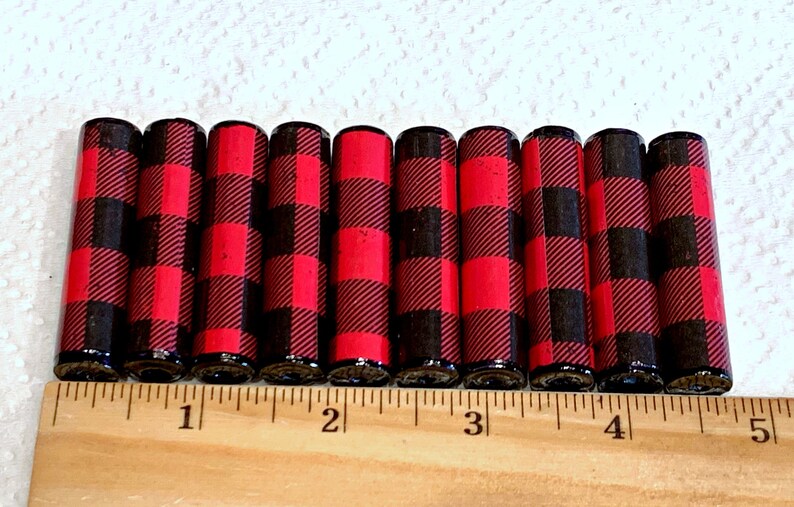 Red Buffalo Check Paper Beads - Etsy
