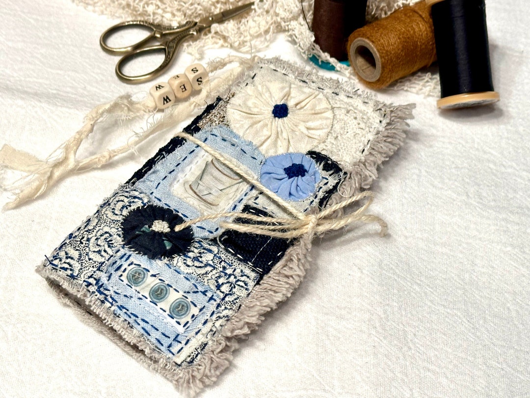 Hand-stitched Needle Book With Felt Pages and Suffolk Puff Flowers - Etsy