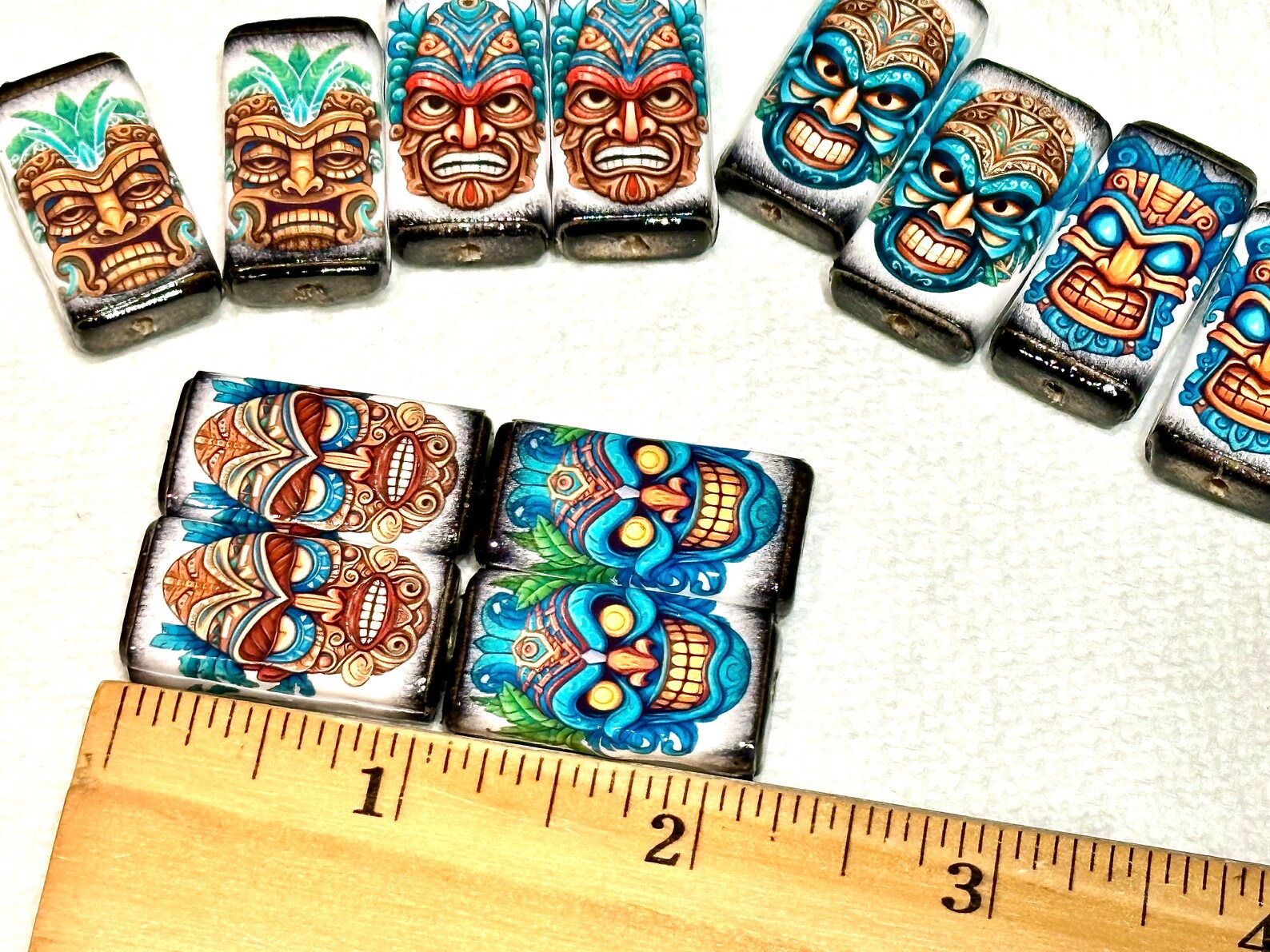 Tiki Totem Bamboo Tile Beads-double Sided - Etsy