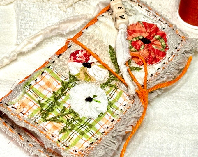 Hand-stitched Needle Book With Felt Pages and Suffolk Puff Flowers - Etsy