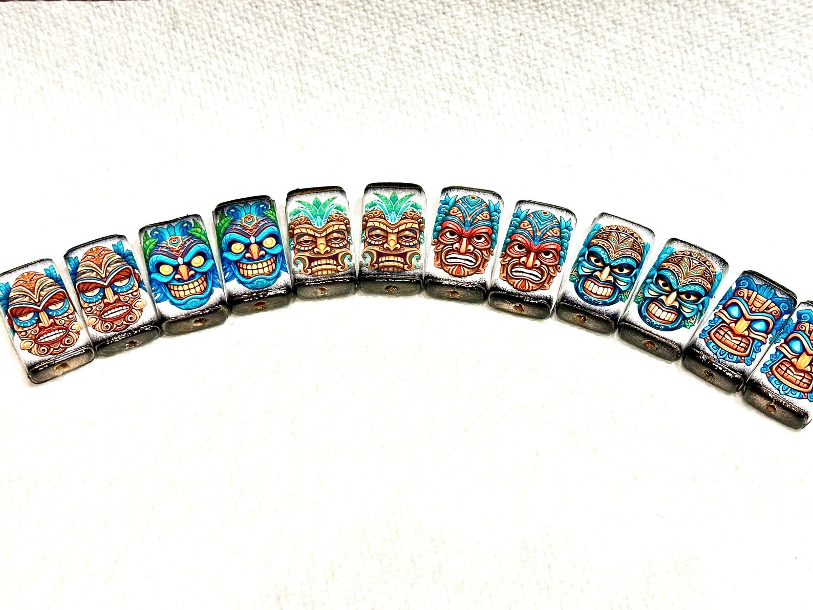 Tiki Totem Bamboo Tile Beads-double Sided - Etsy