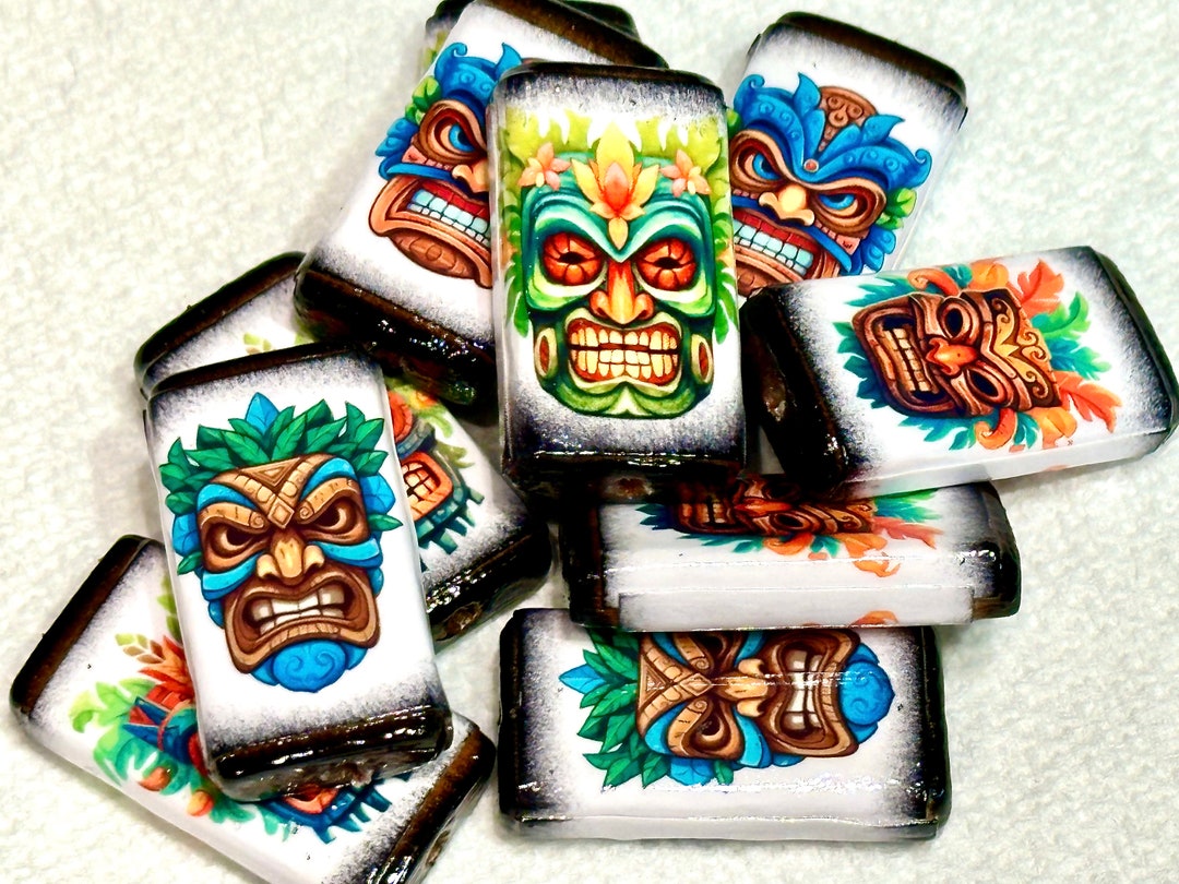 Tiki Totem Bamboo Tile Beads-double Sided - Etsy