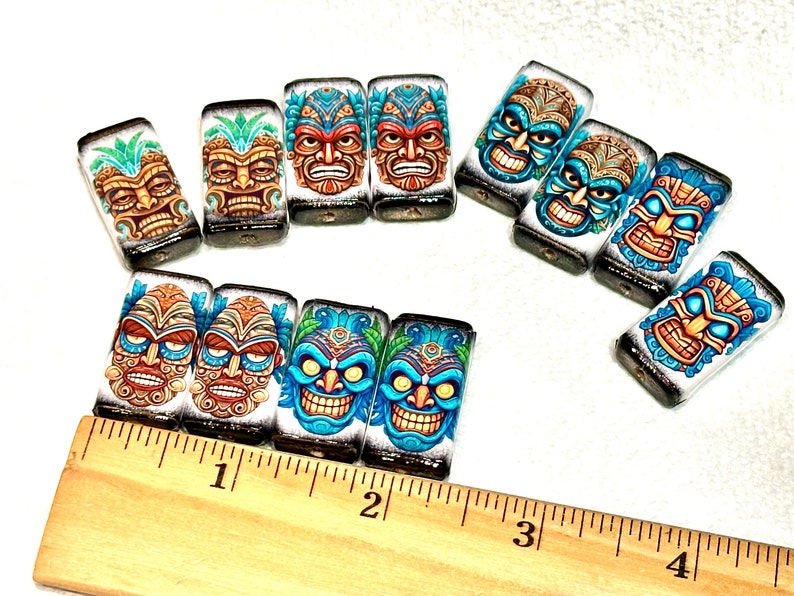 Tiki Totem Bamboo Tile Beads-double Sided - Etsy