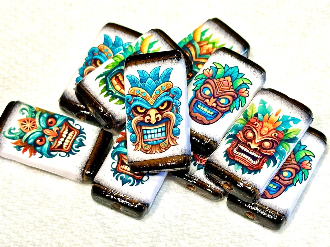 Tiki Totem Bamboo Tile Beads-double Sided - Etsy