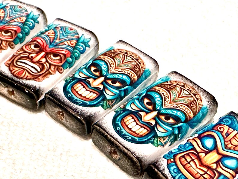 Tiki Totem Bamboo Tile Beads-double Sided - Etsy