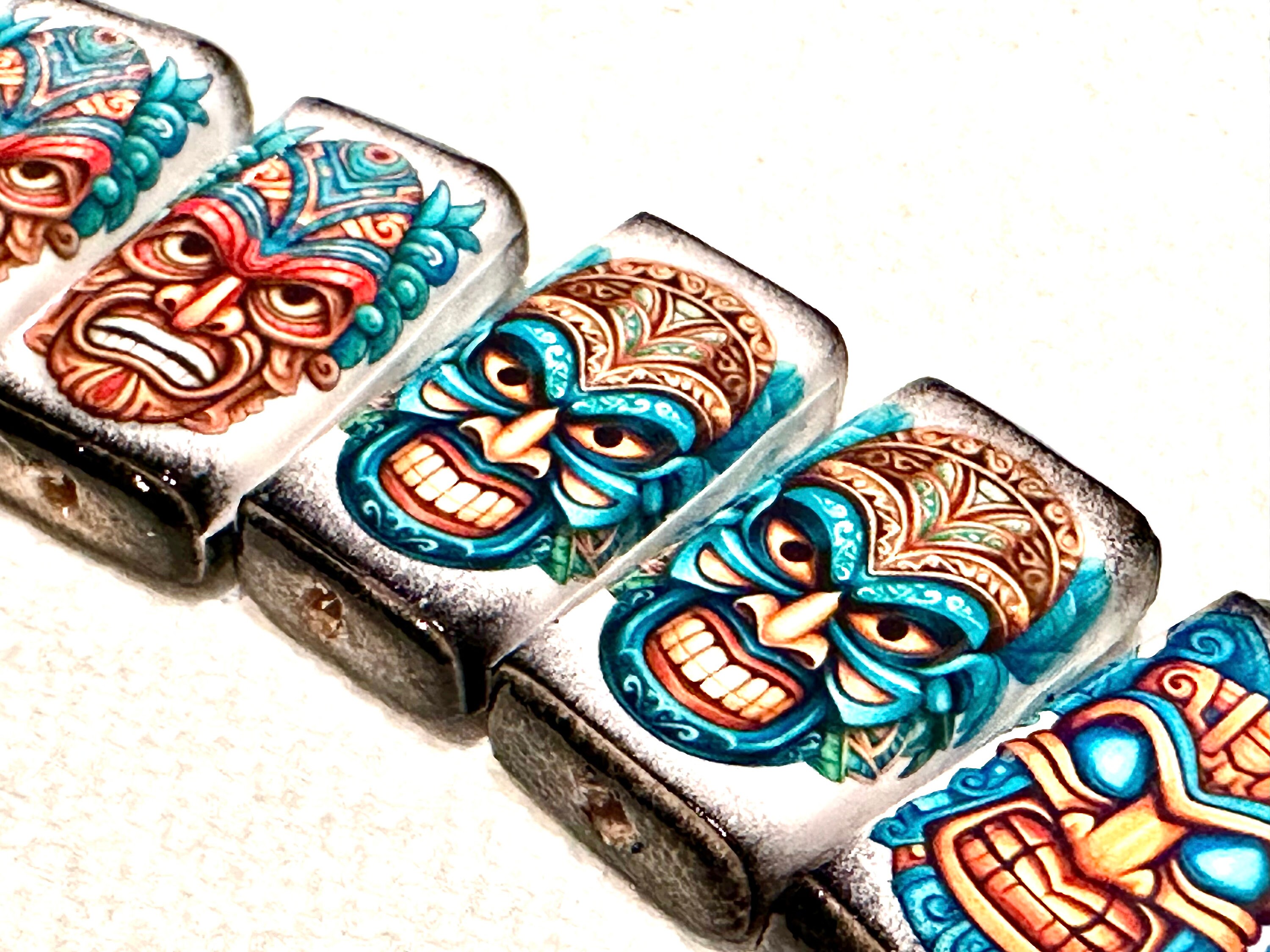 Tiki Totem Bamboo Tile Beads-double Sided - Etsy