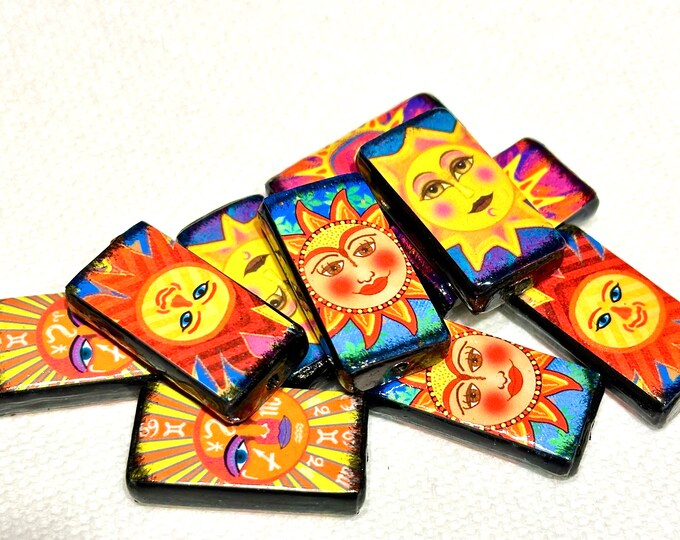 Sun and Moon Bamboo Tile Beads-double Sides - Etsy