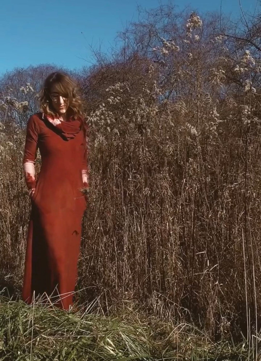 Organic Bamboo Stetch Fleece Forager Maxi Dress W. POCKETS - Plant Dyed ...