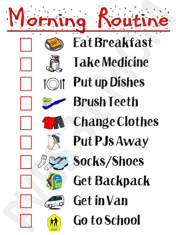 Morning Routine For School Checklist