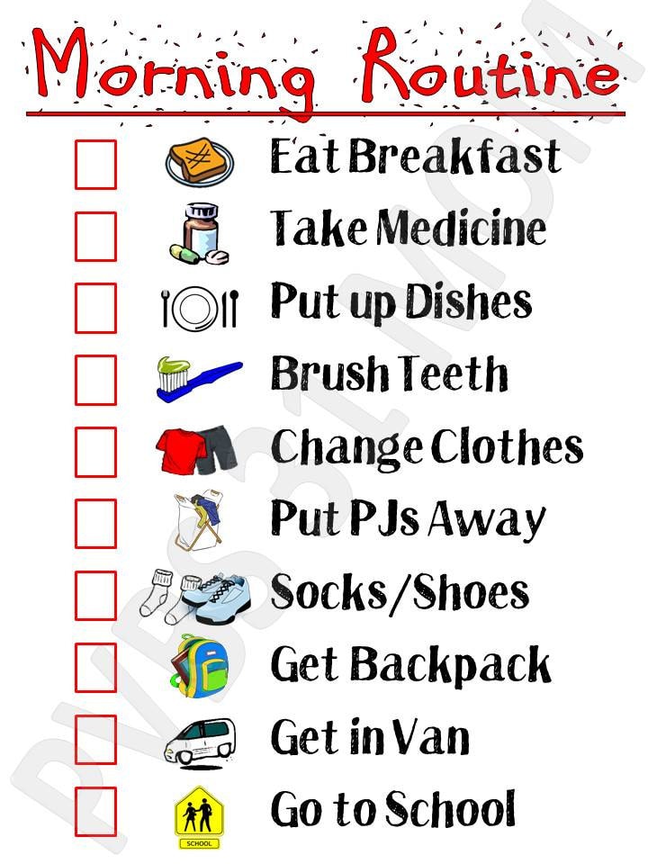 School Routine Chart/checklist for Morning or Afternoon/evening ...