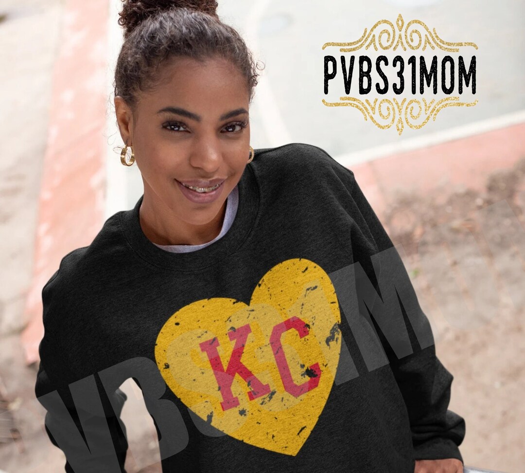 KC Heart Shirt, Heart KC Football Tee Cute Kansas City Spirit Wear ...