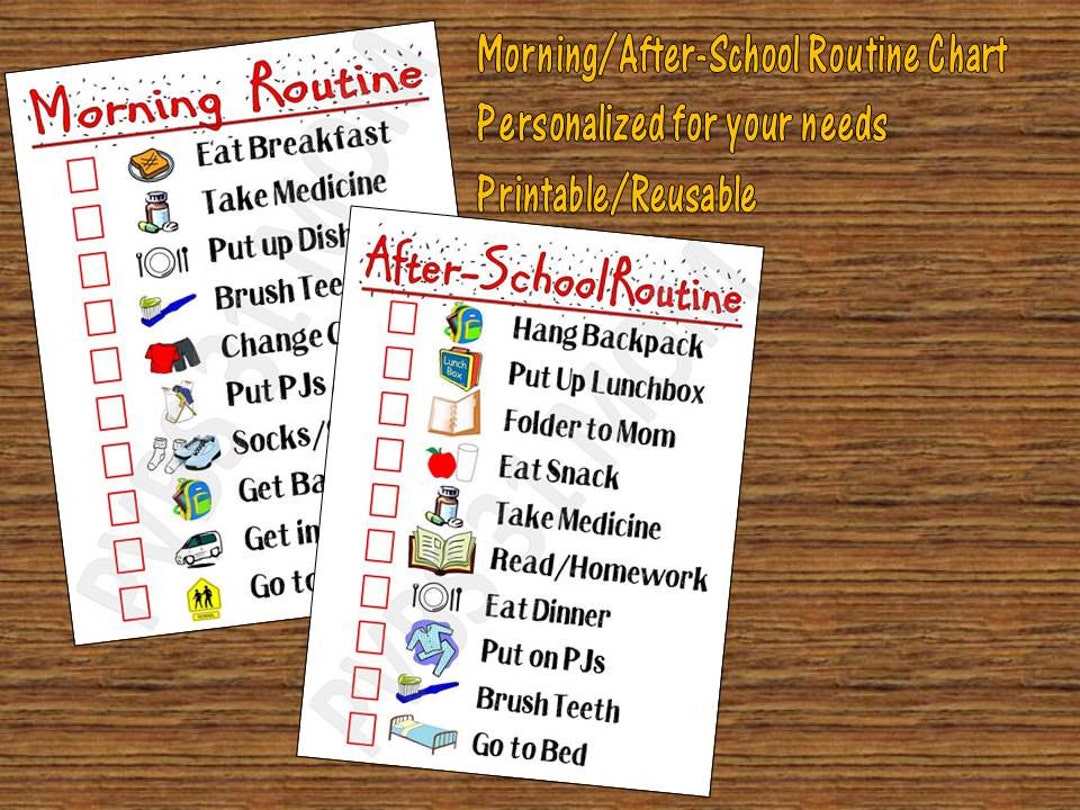 School Routine Chart/checklist for Morning or Afternoon/evening ...