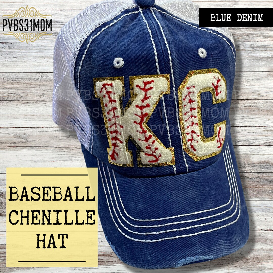 Chenille Patch KC Hat, Blue and Gold Kansas City Hat, Cute Trucker Hat ...