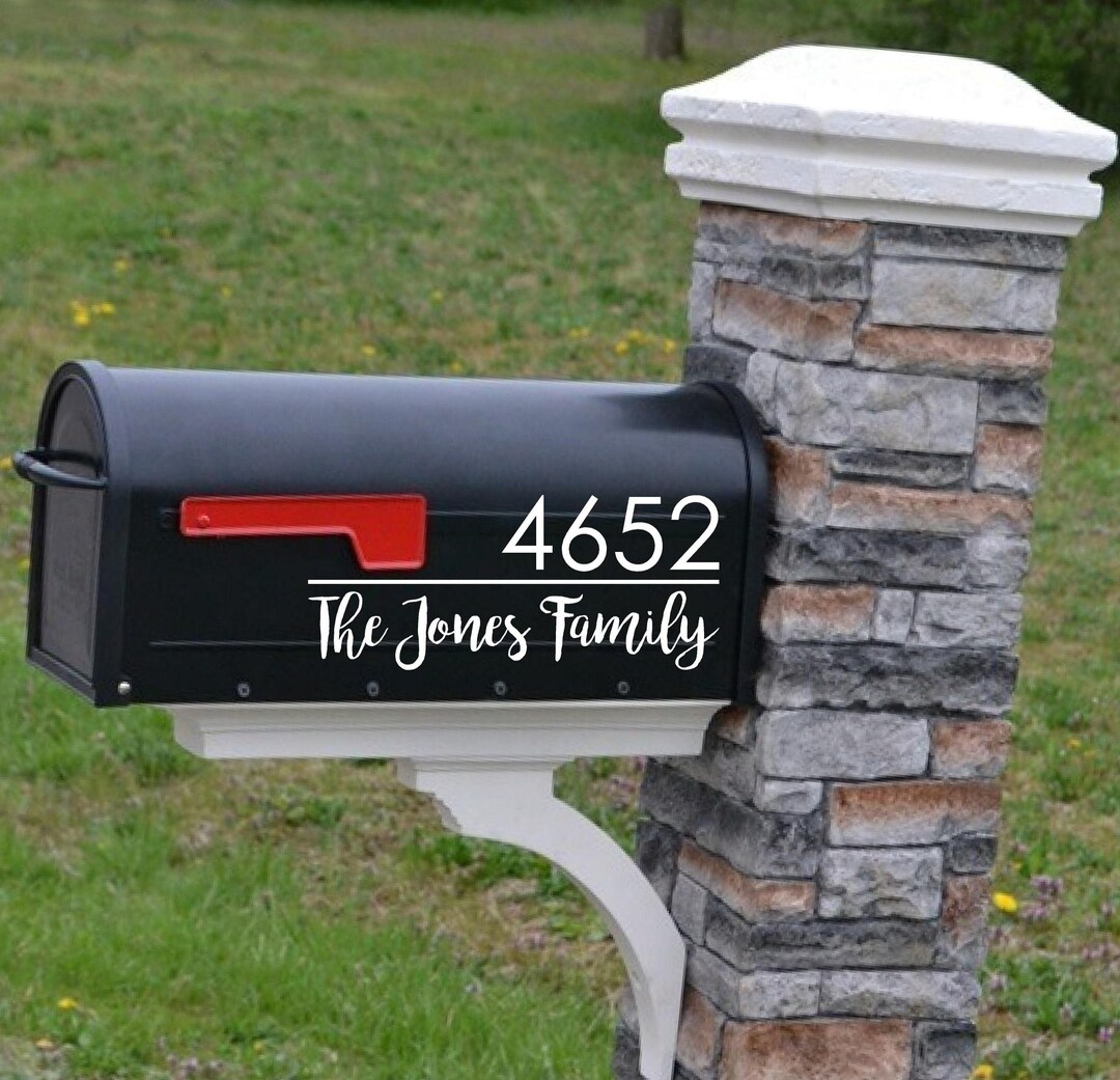 Mailbox Number and Last Name Family Decal - Etsy