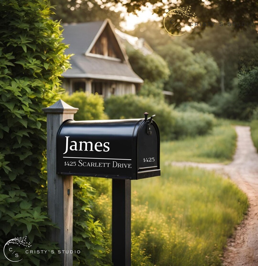 Mailbox Last Name and Address Decal Label With Number Letter Name ...
