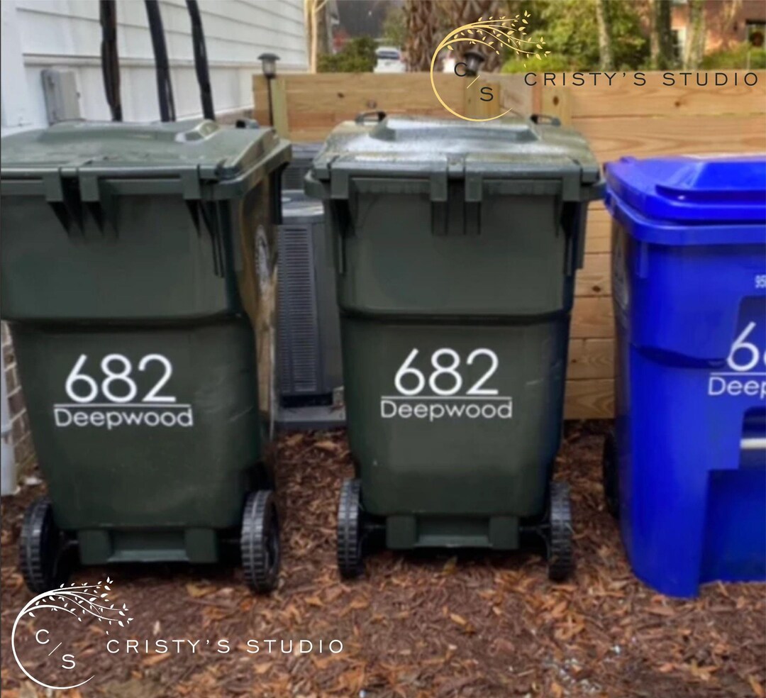 Garbage Can Address Decal Label Perfect for Mailbox Trash Can Garage ...