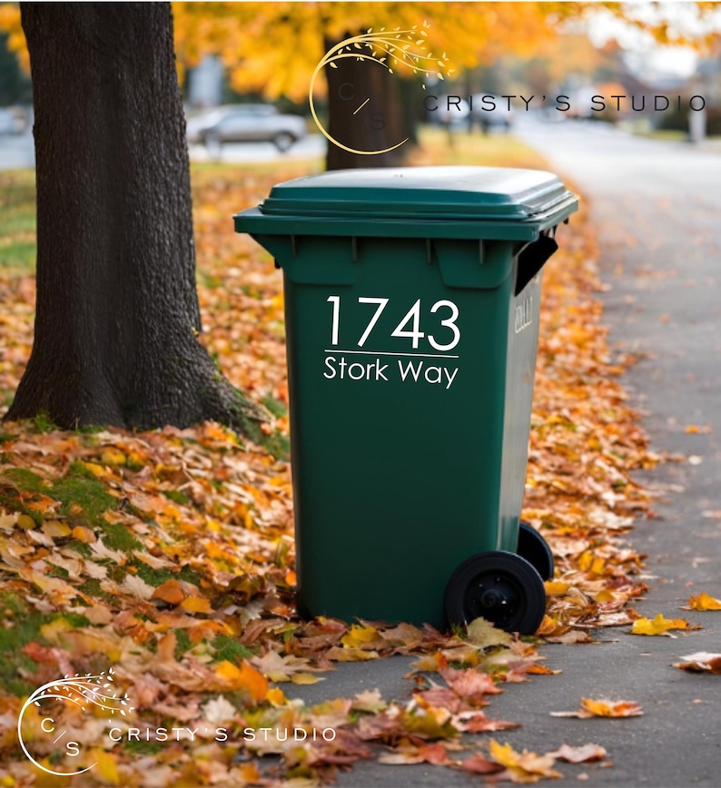 Garbage Can Decal Mailbox Address Decal Trash Can Decal Label Numbers ...