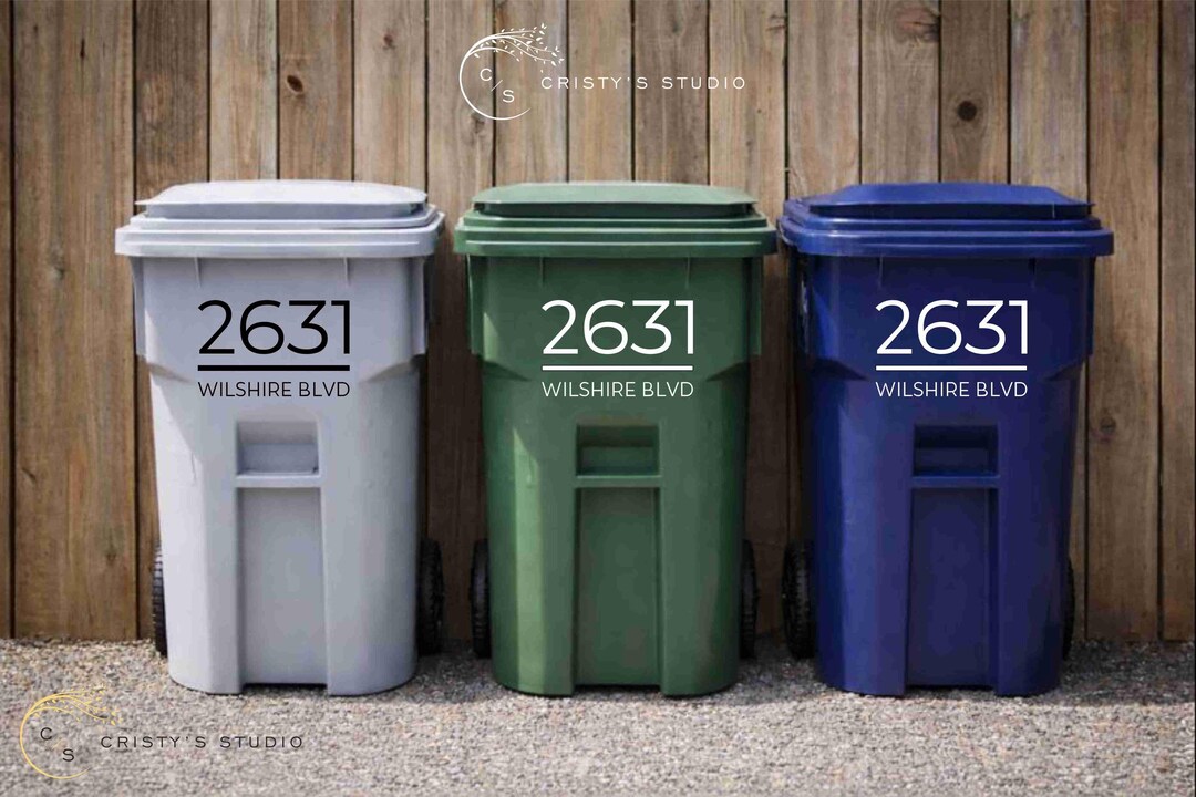 Custom Address Decal With Modern Numbers & Street Name for Trash Cans ...