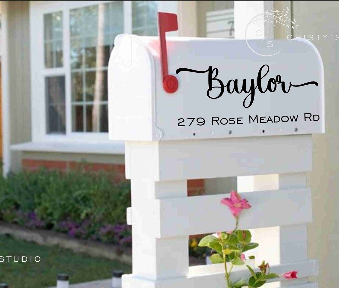 Mailbox Last Name and Address Decal - Etsy