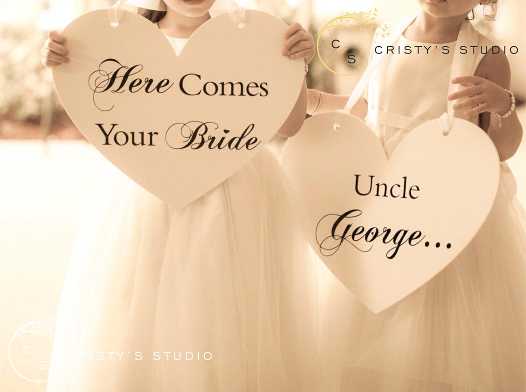 Ring Bearer Wedding Sign Personalized Here Comes Your Bride Heart Sign ...