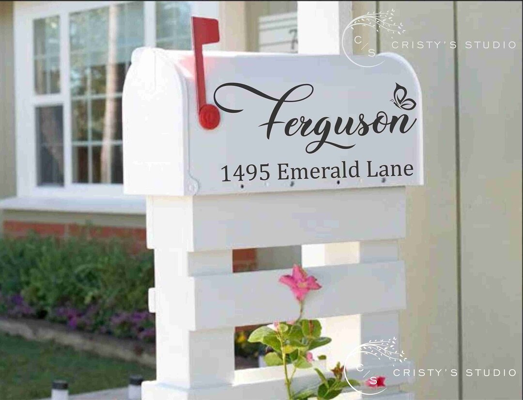 Mailbox Last Name and Address Decal - Etsy