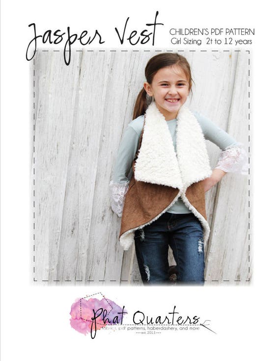 Jasper Vest PDF Children's Pattern Girls Vest Girl | Etsy