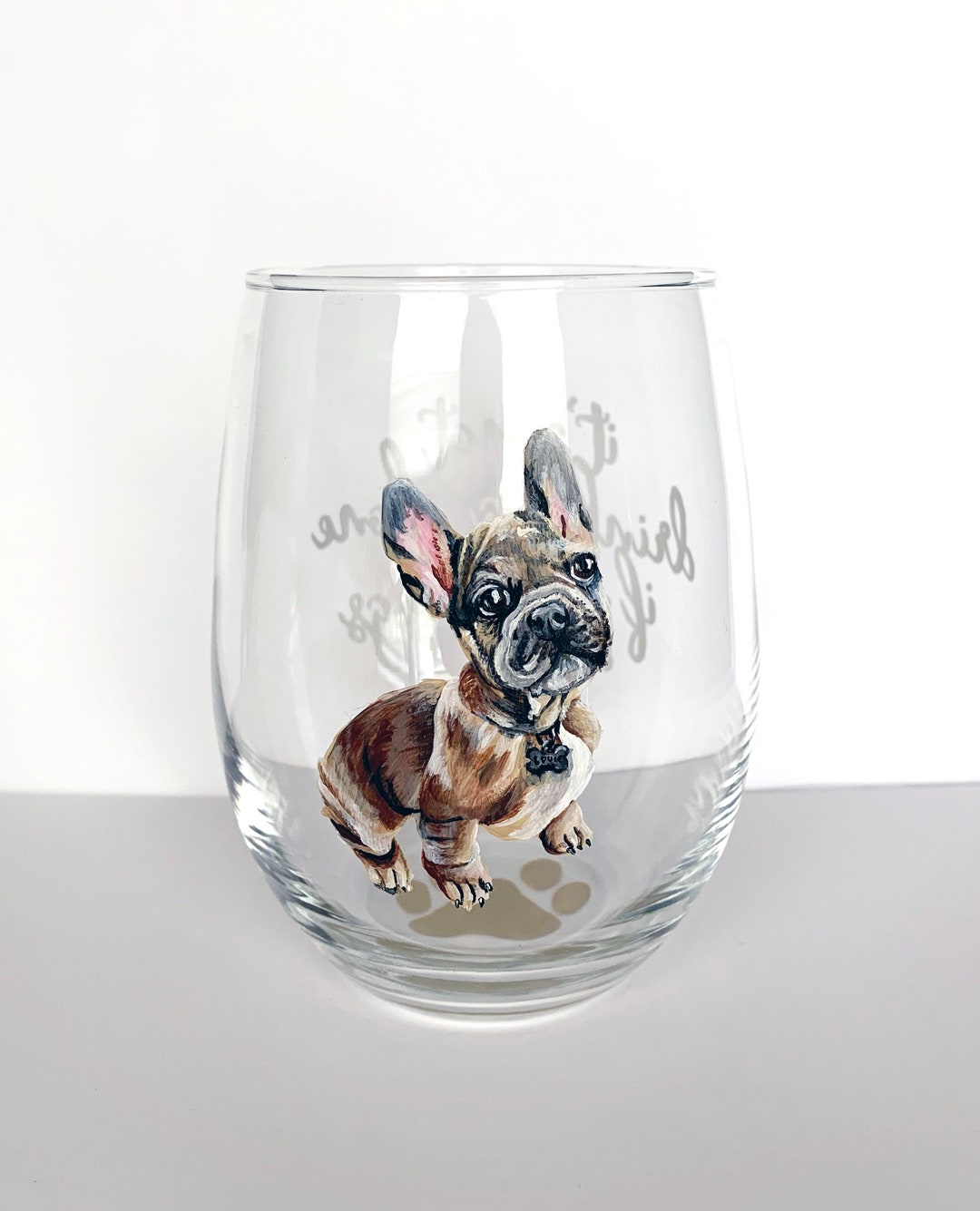Custom Dog Portrait Hand-painted Drinking Glass - Etsy