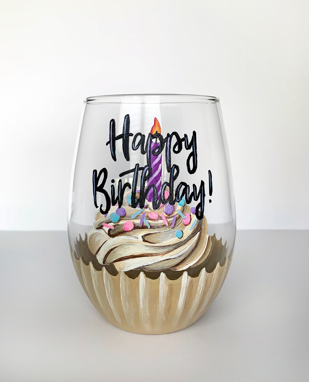 Happy Birthday Cupcake Glass - Etsy
