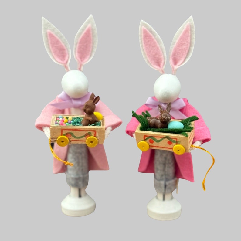 Easter Bunny Clothespin Ornament Pull Toy Etsy