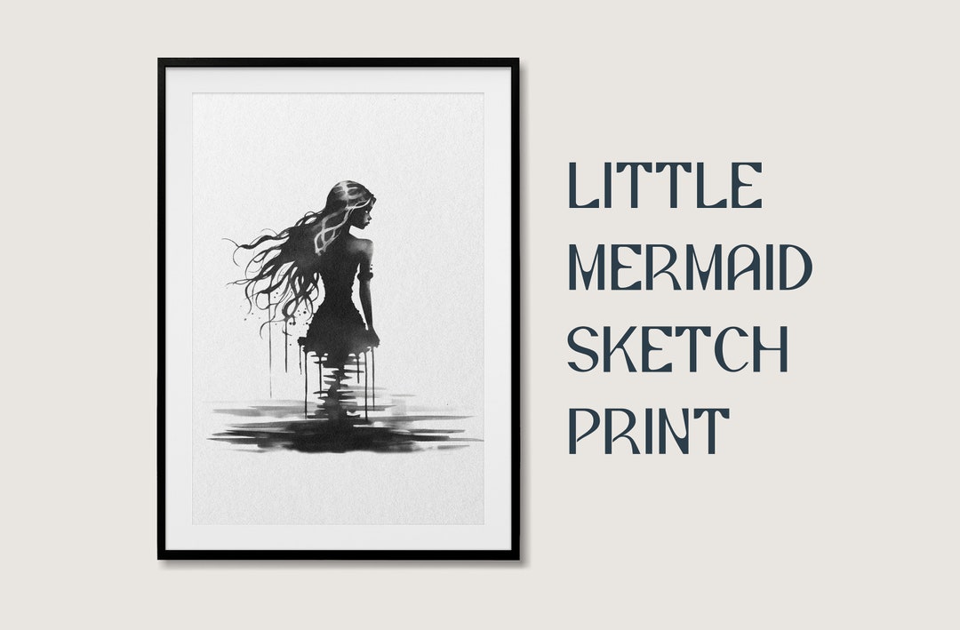 Little Mermaid Ariel Hand Made Drawing Magical Mermaid Art for Printing ...