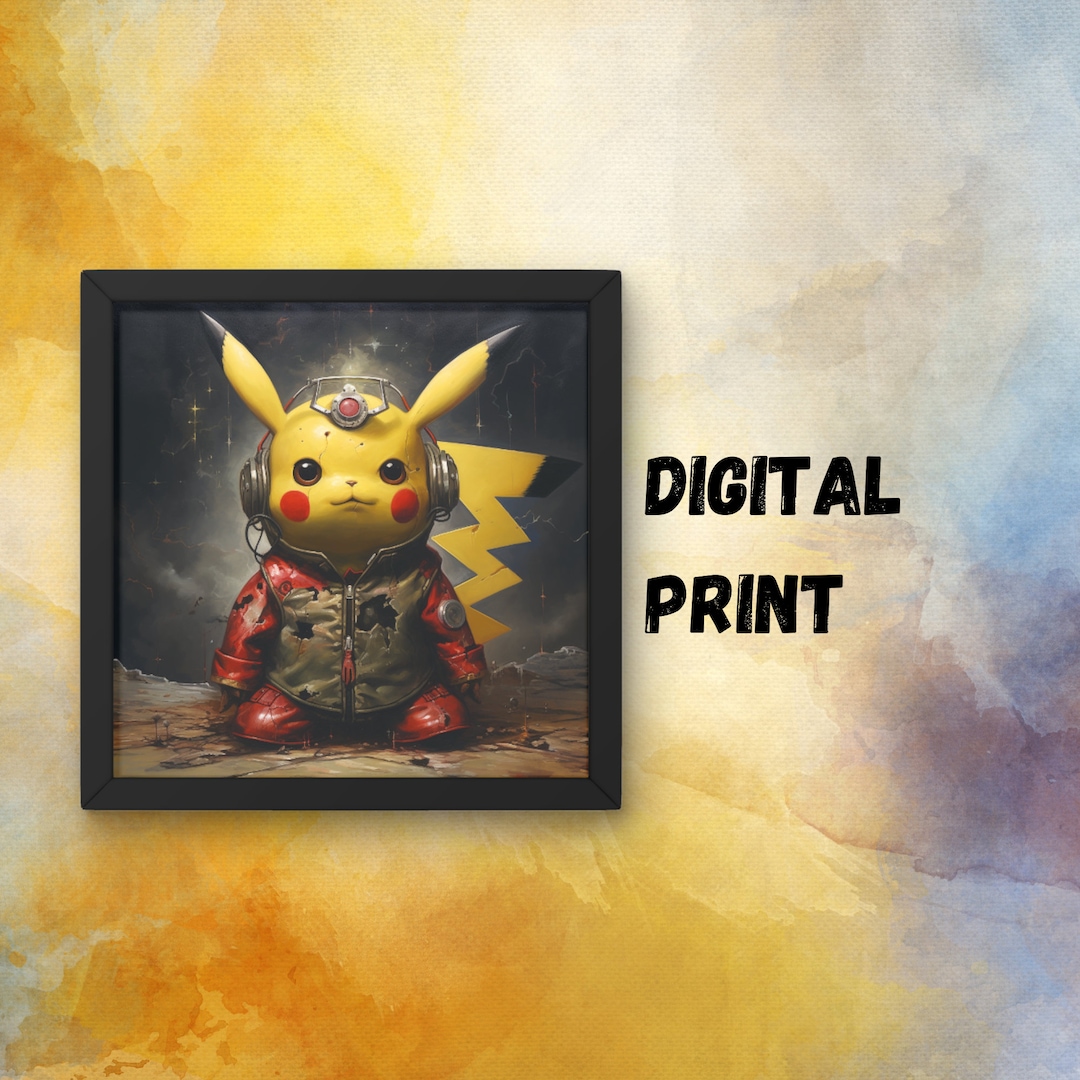 Cyber Punk Pikachu Mash Up, Cute Fan Digital Drawing, Print Download ...