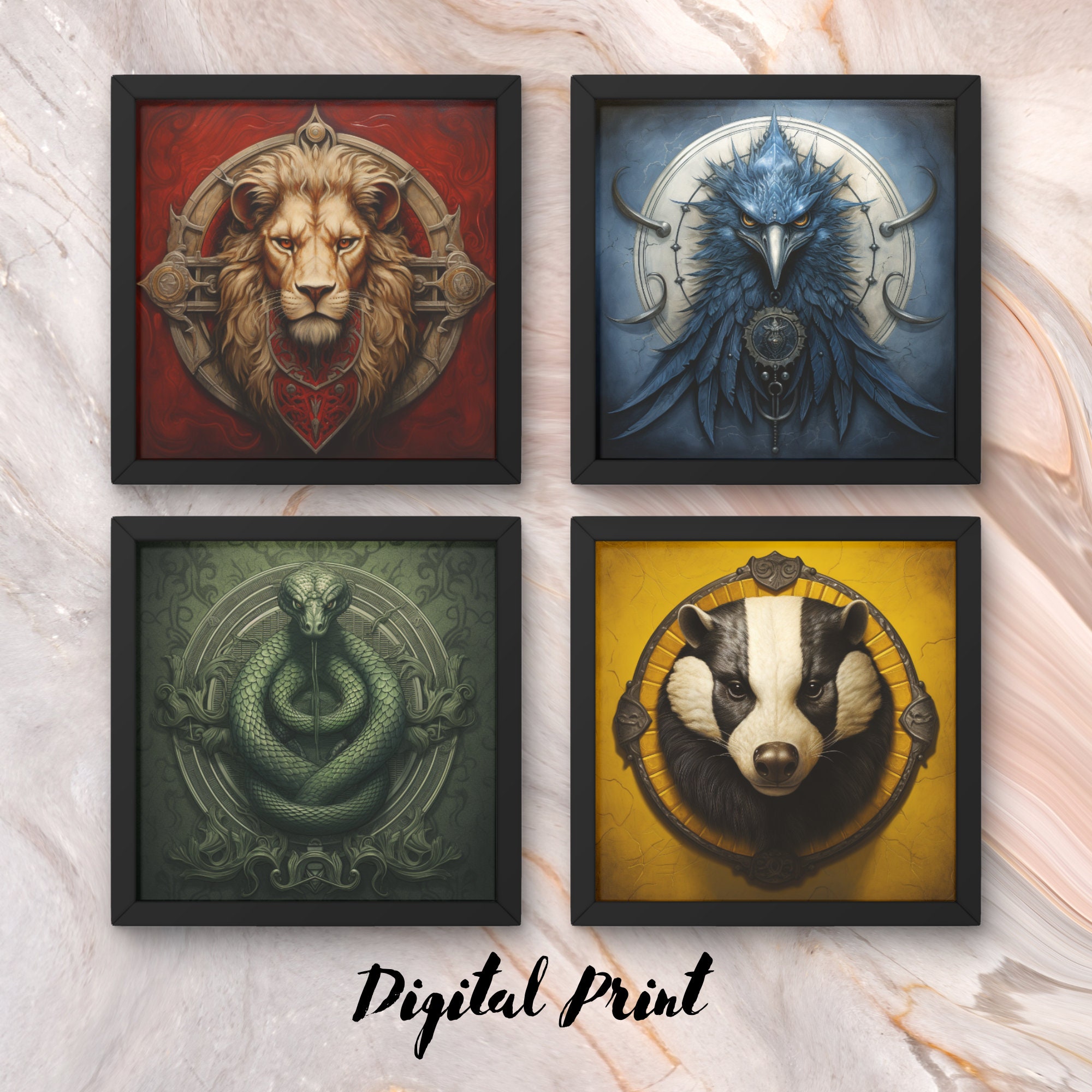 Wizard School House Cup Crest Collection Digital Print, Printable ...