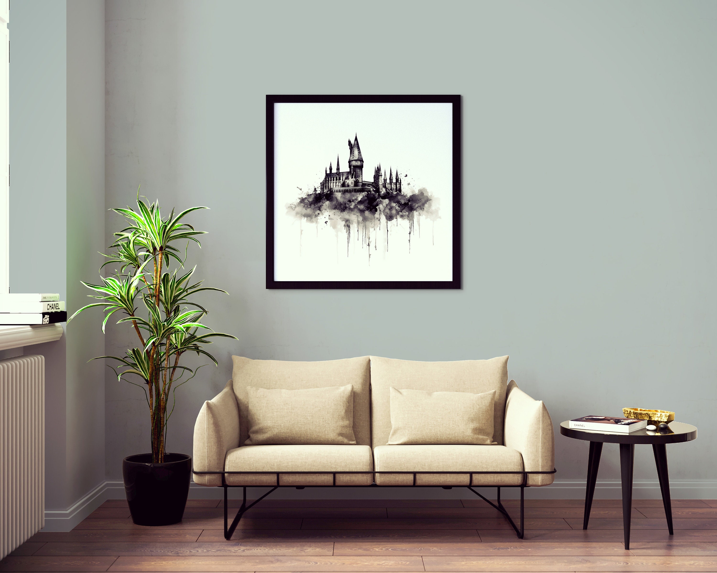 Wizard School Castle Digital Print Download - Magical Ink Sketch Art ...