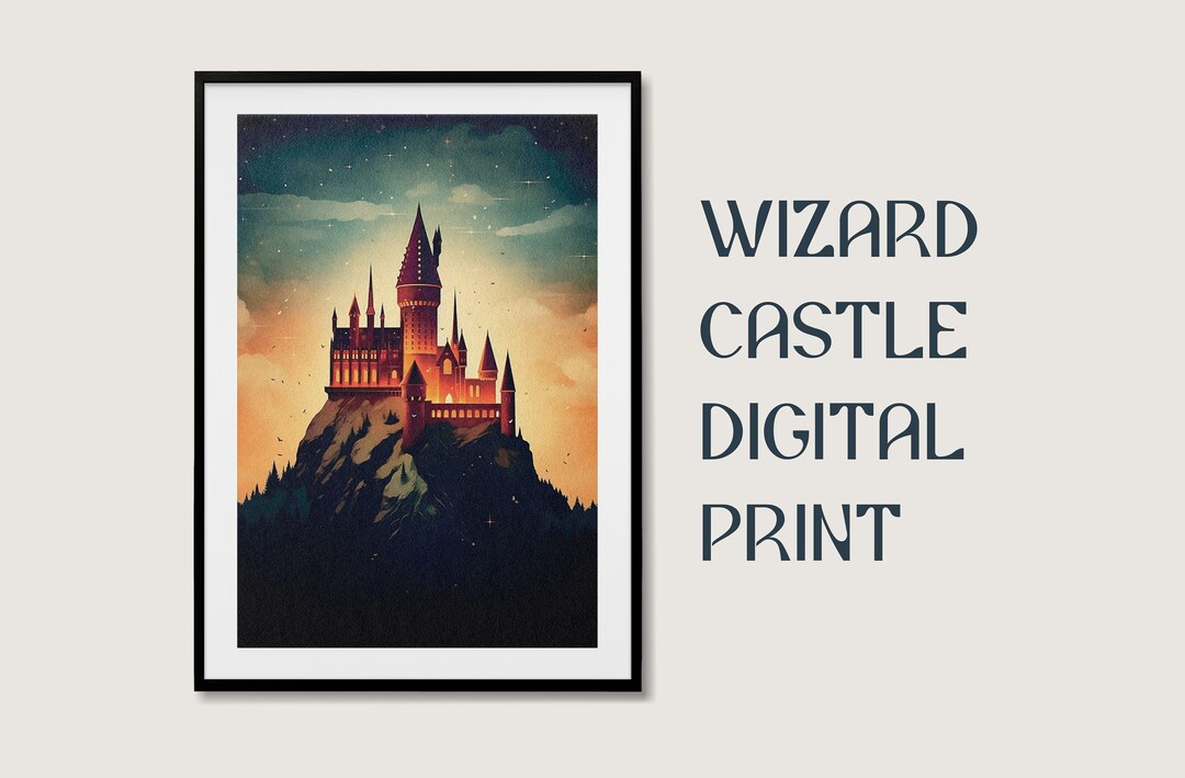 Wizard School Castle Digital Print Download Magical Ink Sketch Art for ...