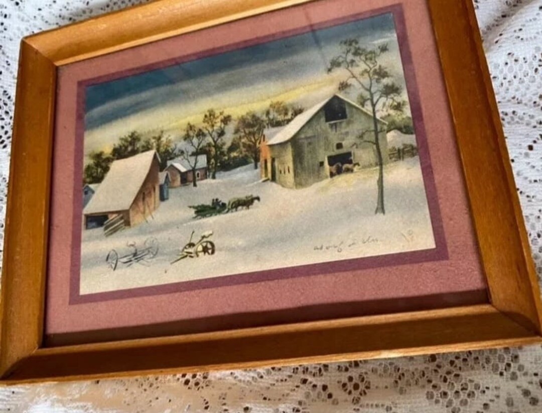 Vintage Framed Art Adolf Dehn Watercolor Lithograph Prints Winter Scene ...
