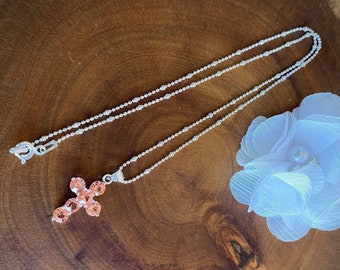 Breast Cancer Cross Necklace - Etsy