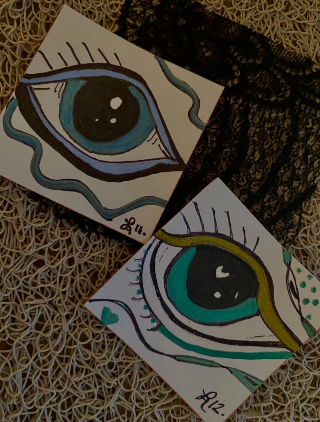 Evil Eye Illustrations Miniature Art Unframed Prints Tattoo Inspired ...