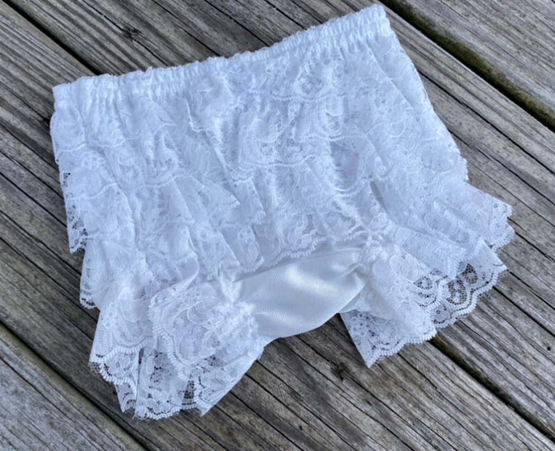 White Lace Bloomer Cream Lace Bloomer Ivory Ruffle Diaper Cover Newborn ...