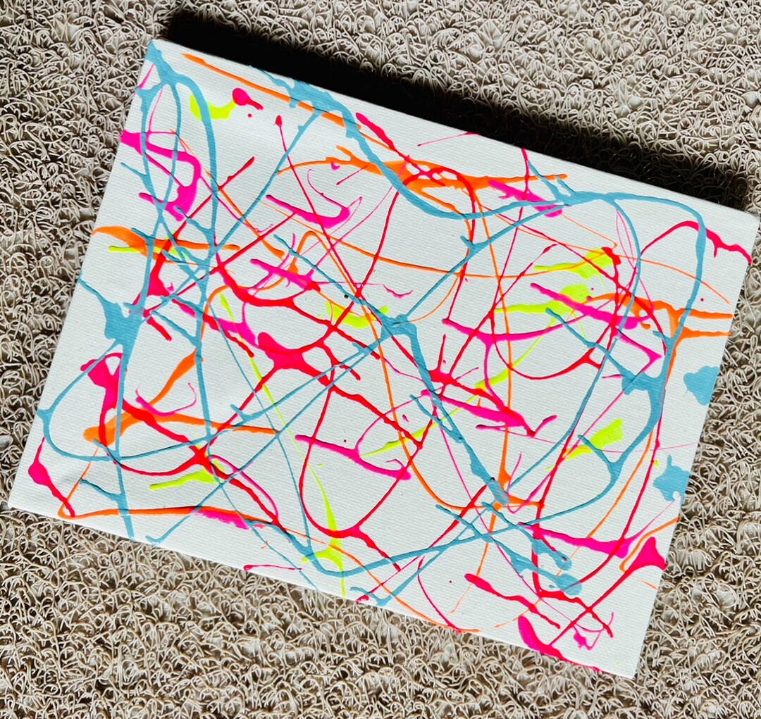Abstract Canvas Painting Neon Pop Art Acrylic Pour Painting Jackson ...