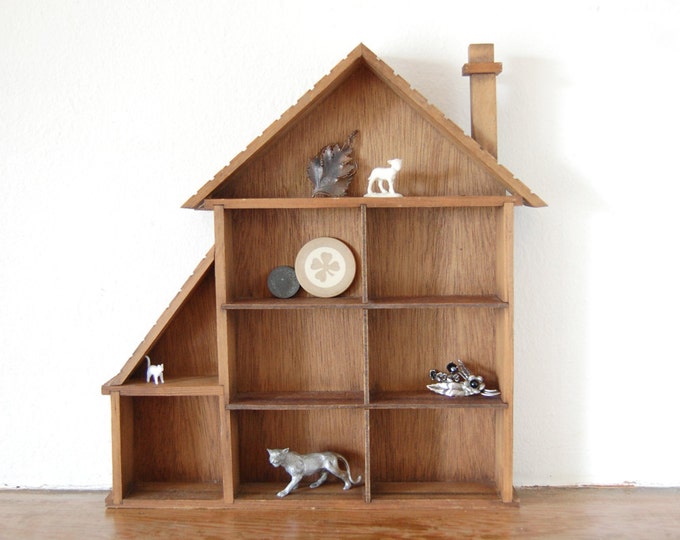 House Shaped Wooden Shadow Box / Small Wood Cubby Shelf - Etsy