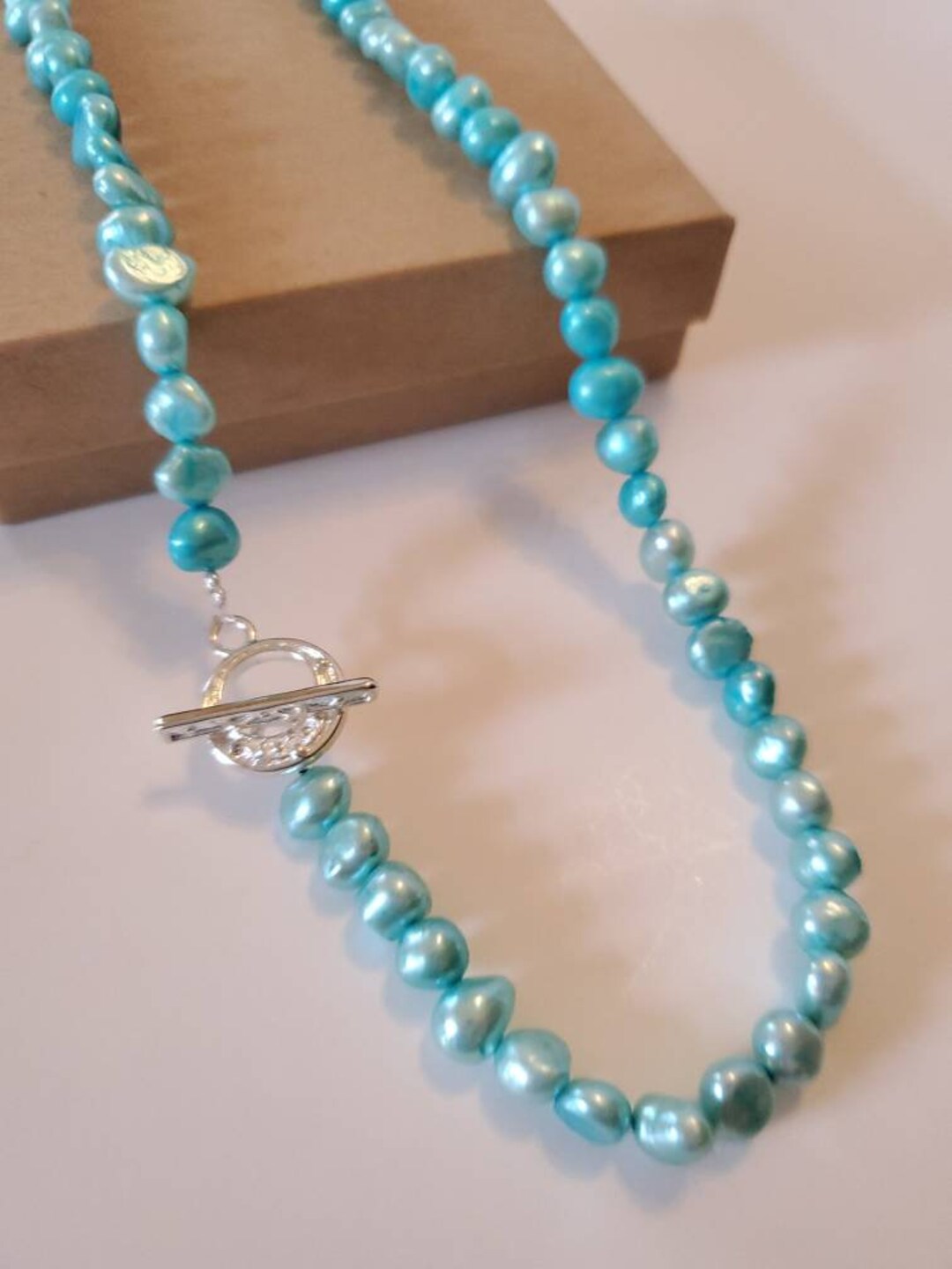 6-8mm Blue Pearl, Blue Pearl Necklace, Pearl Necklace, Freshwater Pearl ...